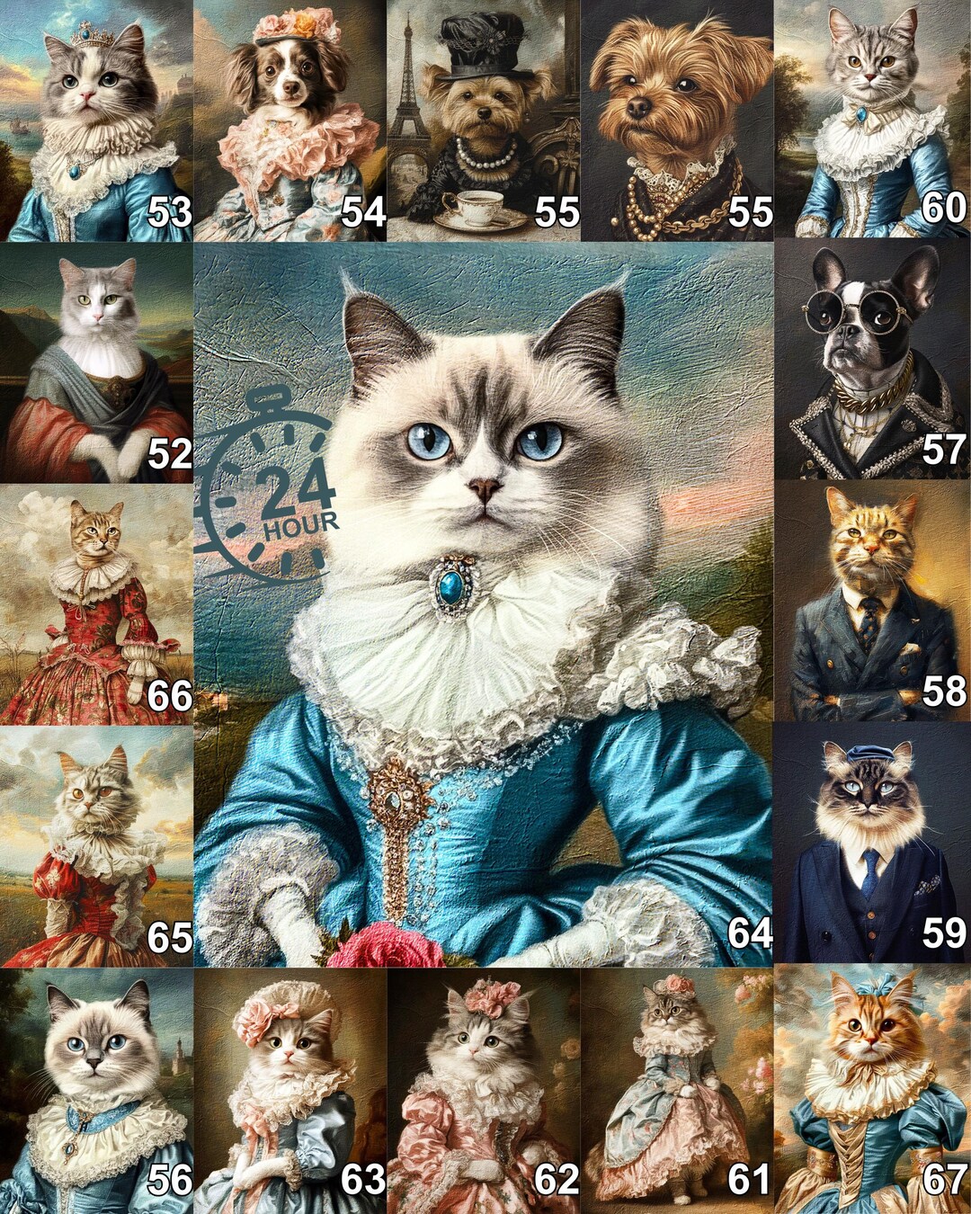 Custom Royal Cat Princess Portrait From Photo, Royal Pet Portrait ...