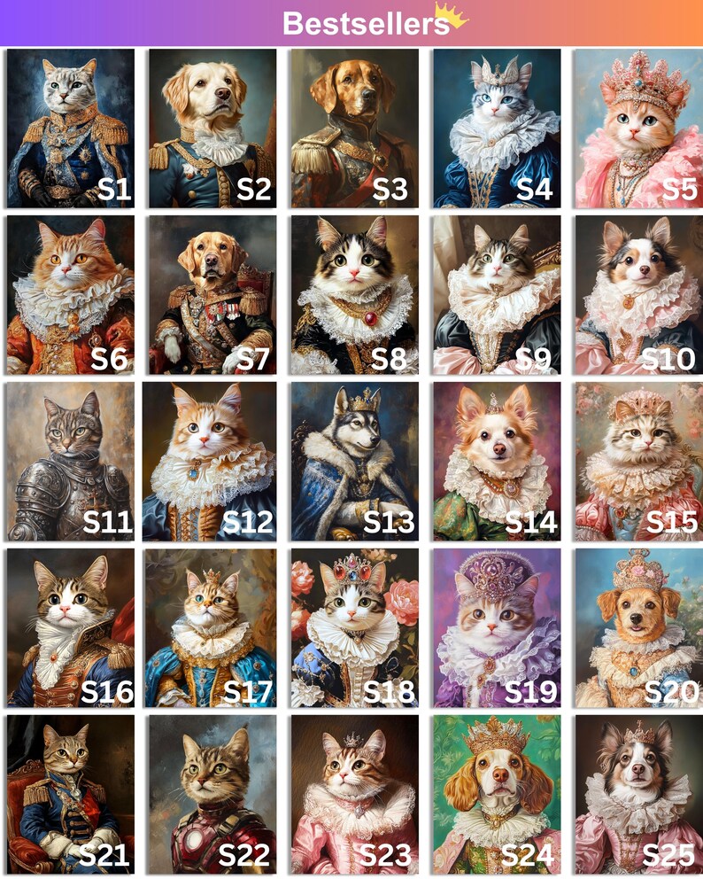 Custom Royal Dog Portrait From Photo Pet Lover Gift Royal Pet Drawing ...