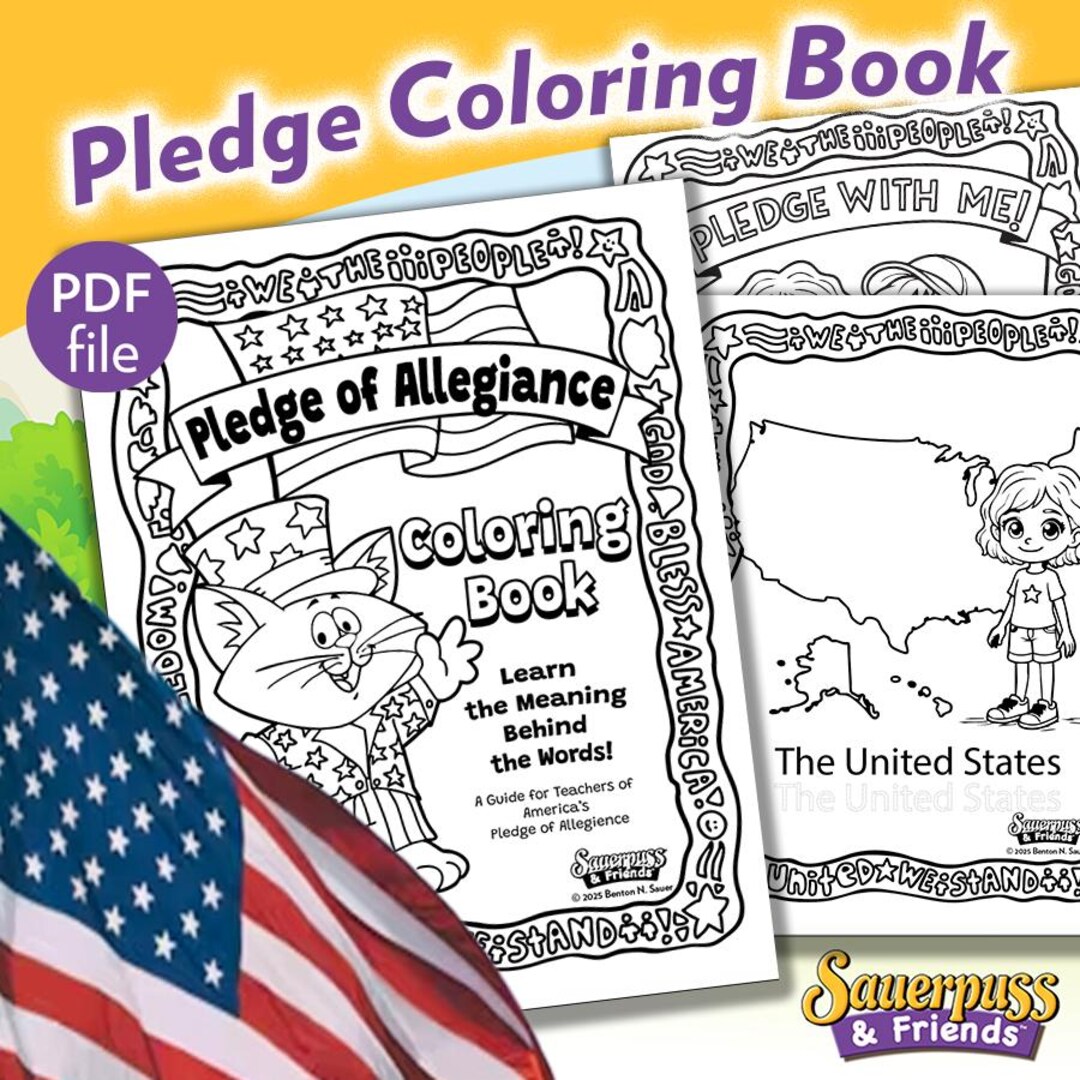 Pledge of Allegiance Coloring Book: Patriotic Kids Activity (digital ...