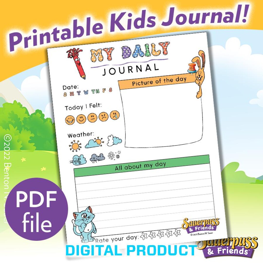 Kids Daily Journal, Printable Kids Journal, DIY Journal Pages for Kids ...
