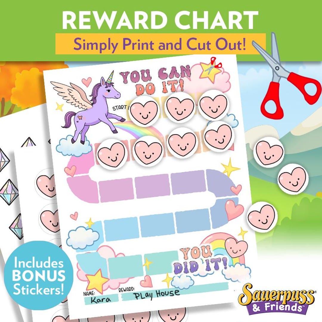 Behavior Reward Chart for Girls, Printable Toddler Daily Routine ...