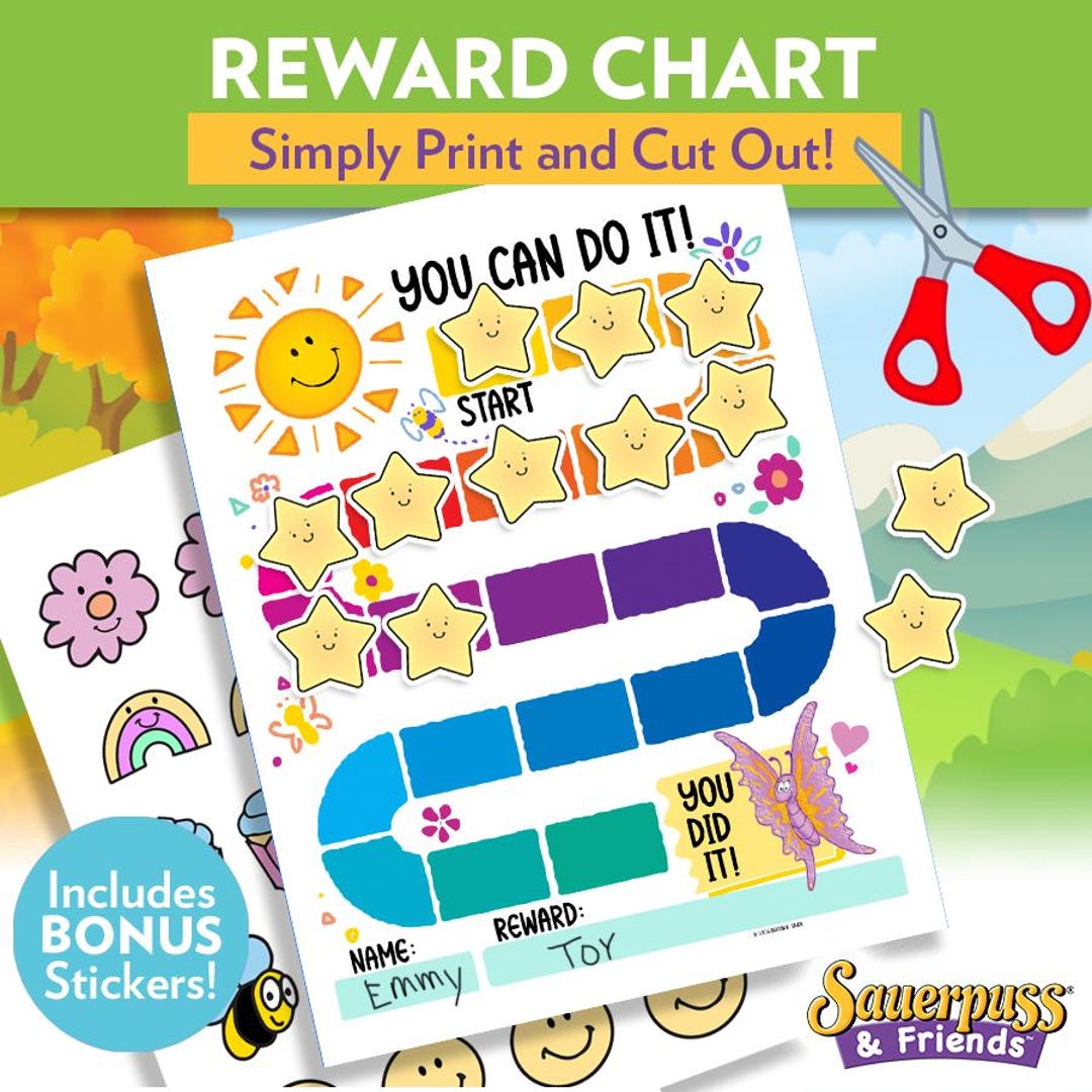 Printable Behavior Reward Chart for Kids, Toddler Daily Routine Rainbow ...