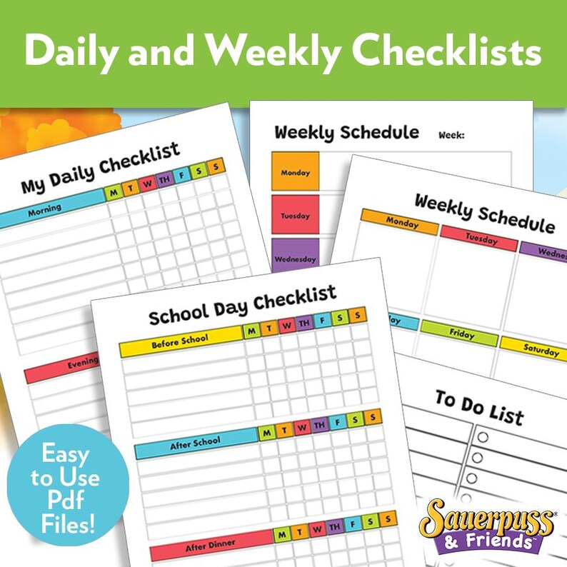 Kids Daily Schedule and Checklist, Weekly Planning for Teens, Digital ...