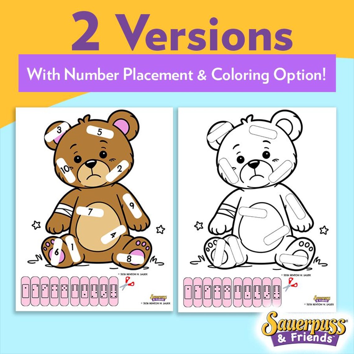 Sick Teddy Counting Activity, Printable Number Recognition Game for ...