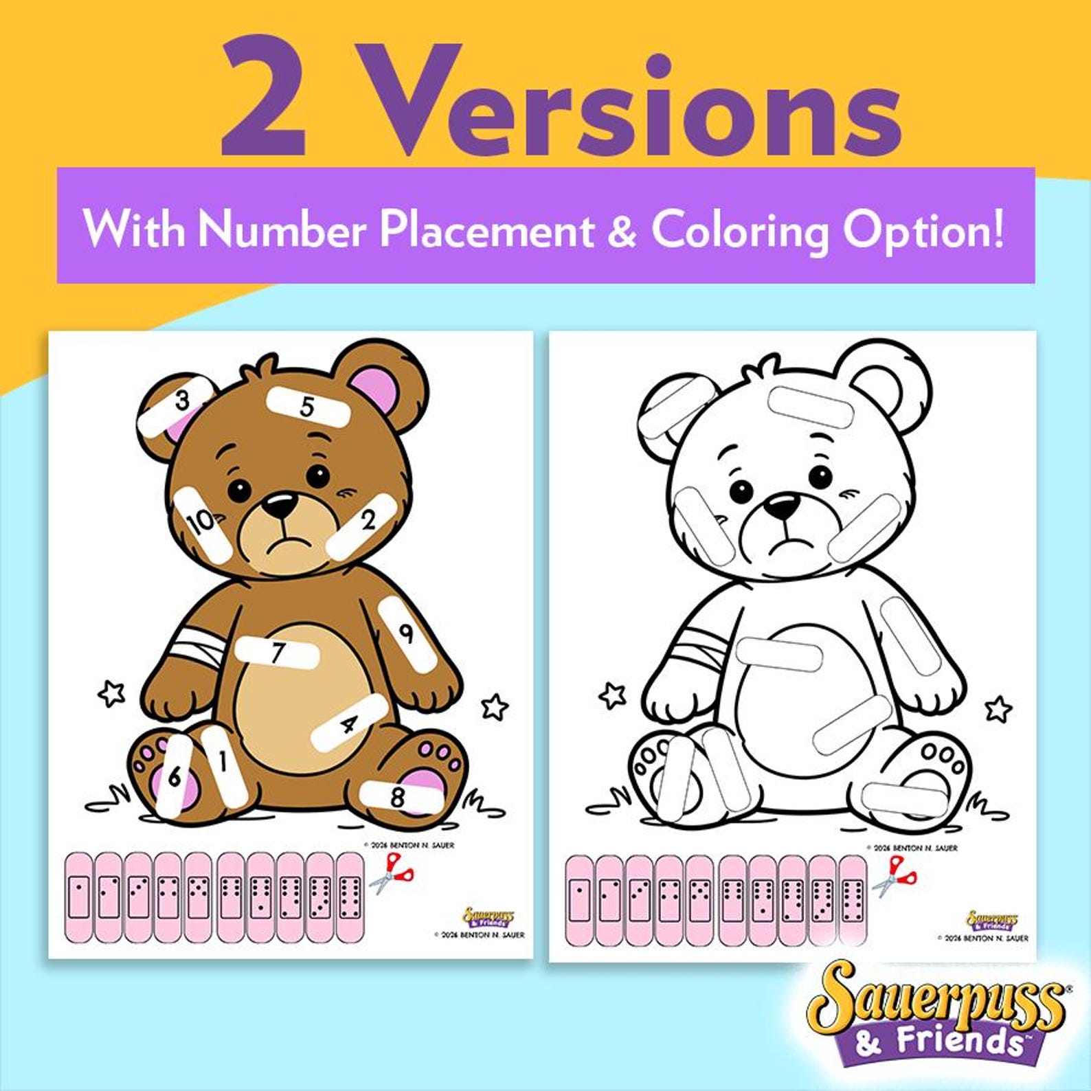 Sick Teddy Counting Activity, Printable Number Recognition Game for ...