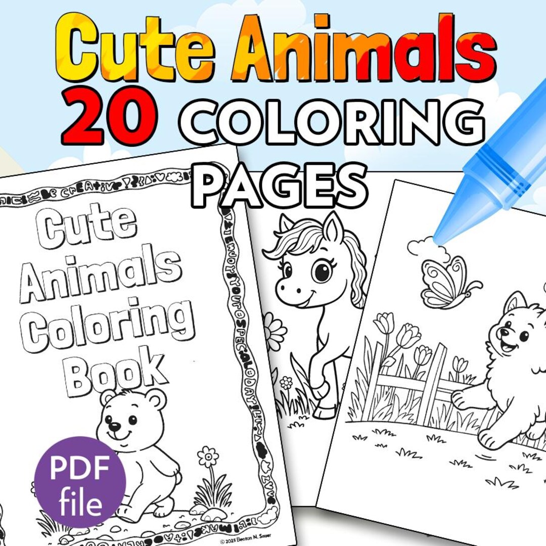 Cute Animals Coloring Pages, Kids Coloring Sheets, Favorite Pets ...