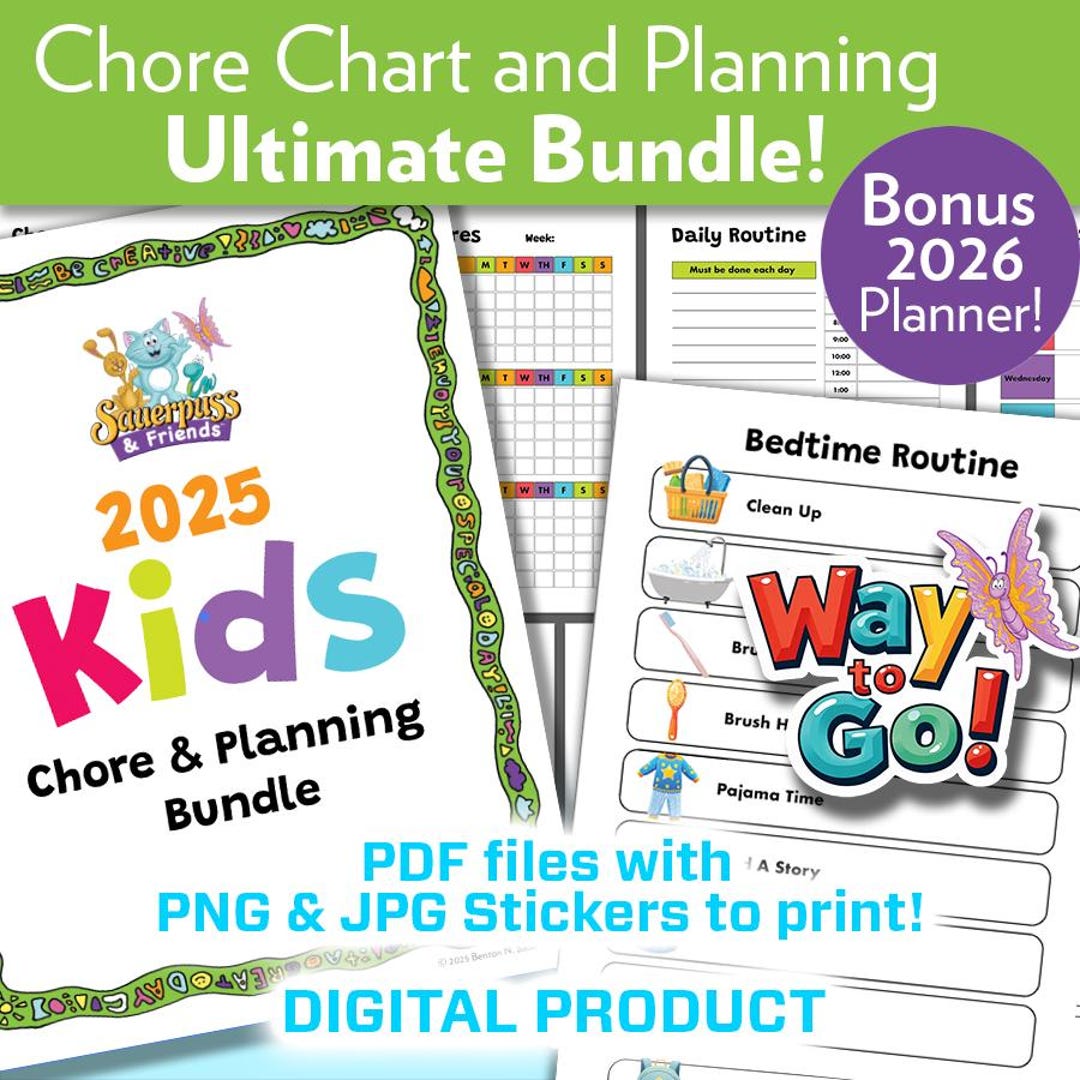Editable Kids Chore Chart Bundle: Daily & Weekly Routine (digital ...