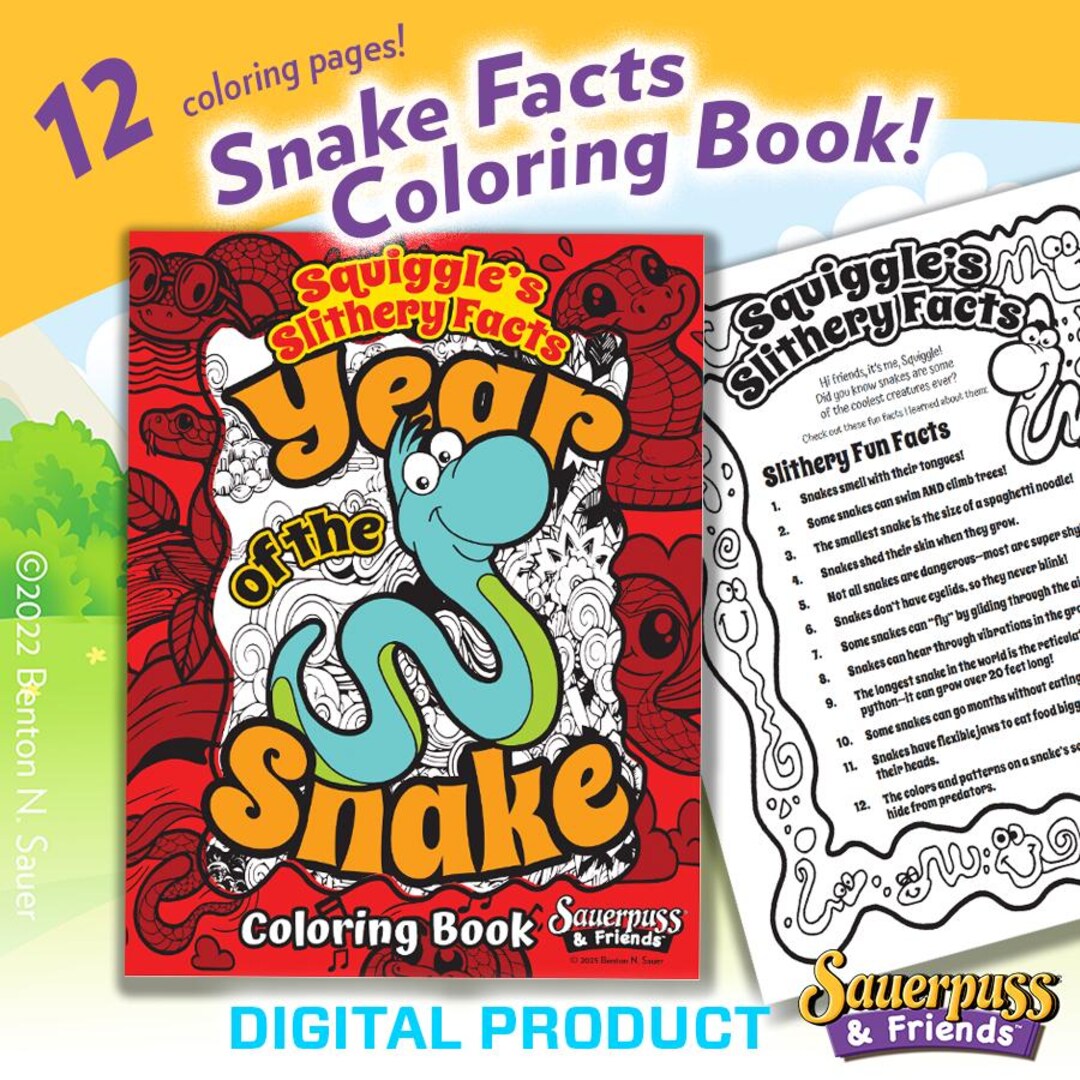 Year of the Snake Coloring Book: Fun Snake Facts (digital Download) - Etsy