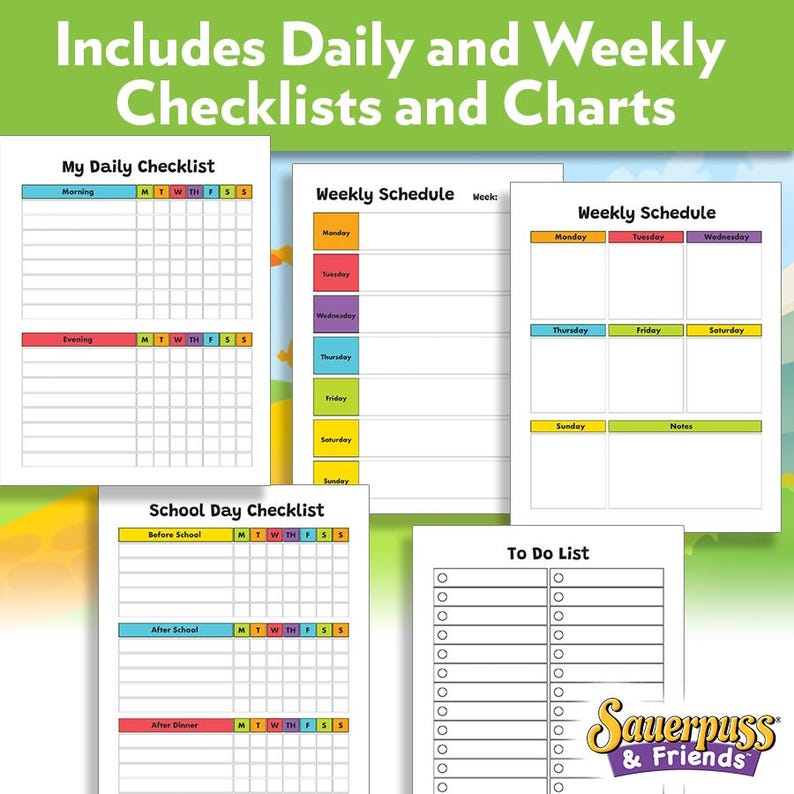 Kids Daily Schedule and Checklist, Weekly Planning for Teens, Digital ...