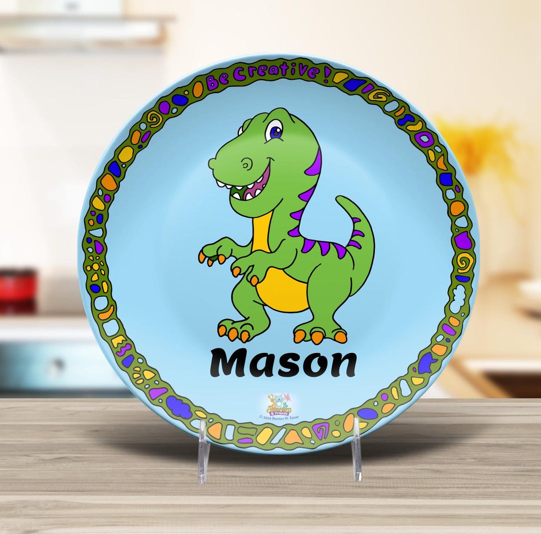 Personalized Dinosaur Kid's Plate for Boy, Children's Dishes Custom ...