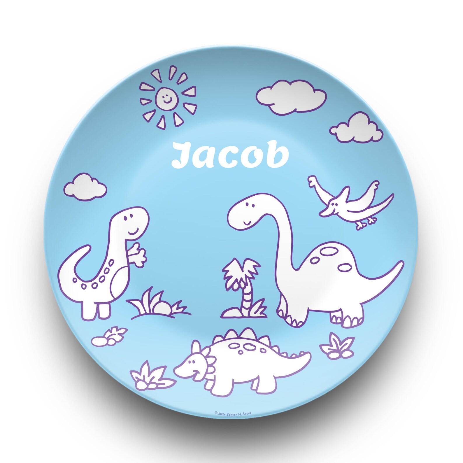 Personalized Dinosaur Kid's Plate, Children's Dishes Custom Dinnerware ...