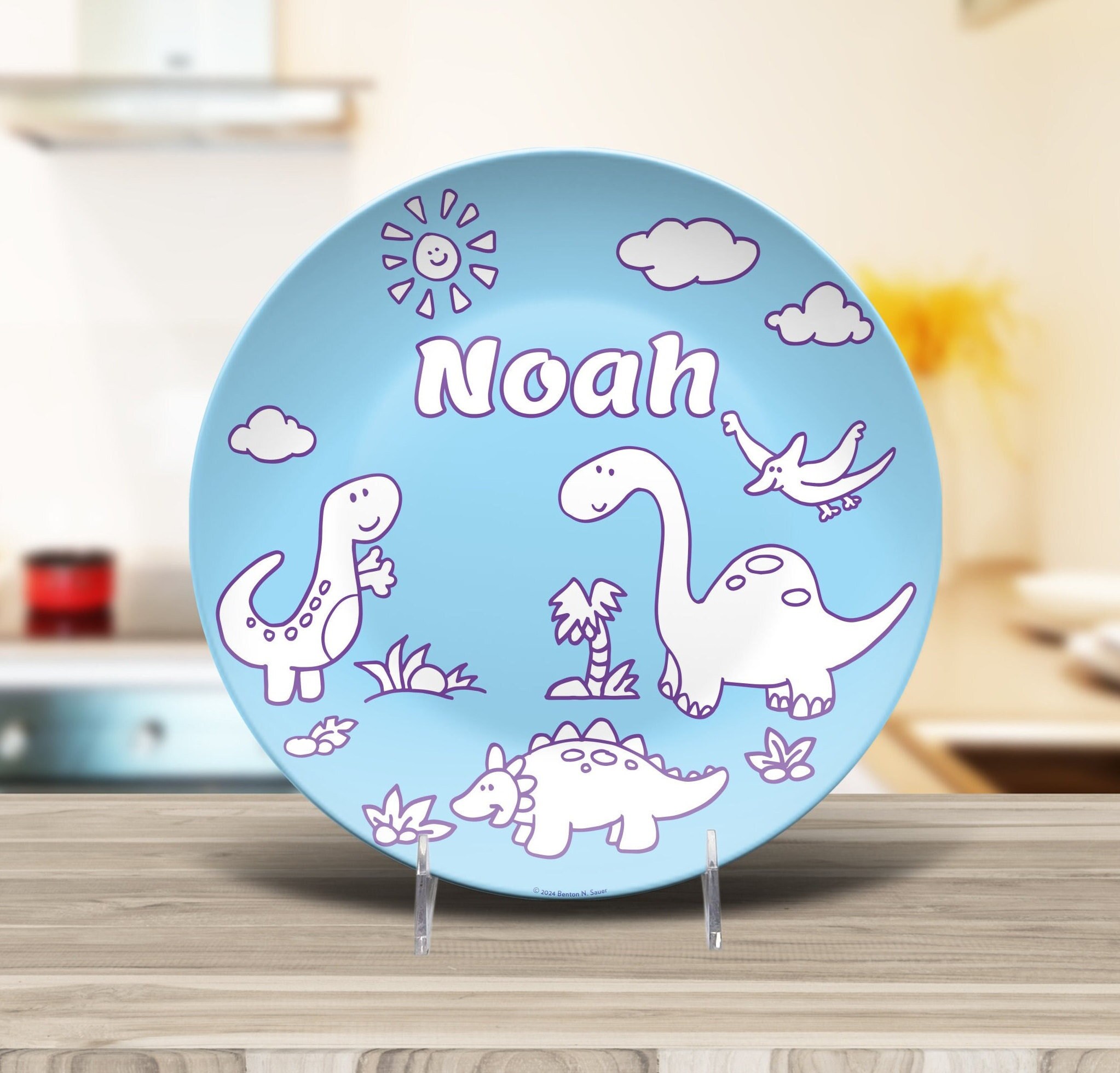 Personalized Dinosaur Kid's Plate, Children's Dishes Custom Dinnerware ...