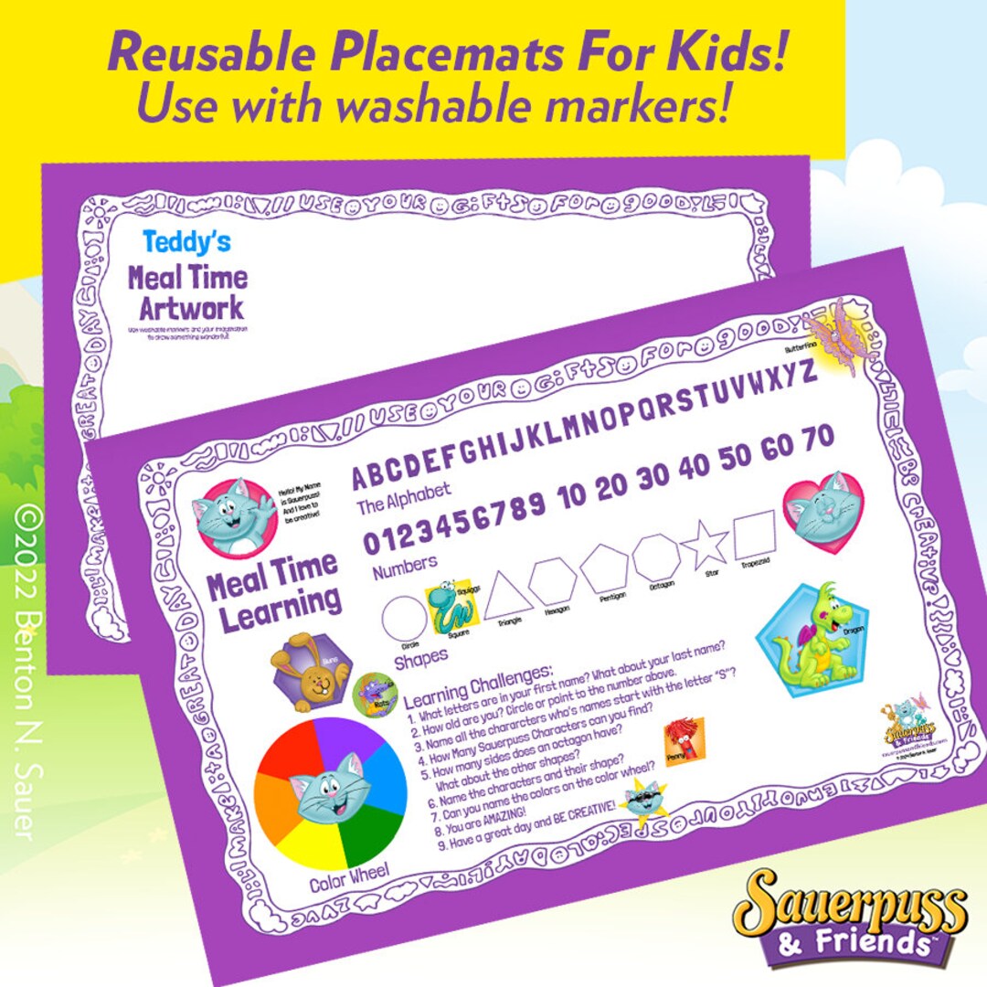 Laminated Placemat, Learn to Draw Creative Learning Placemat ...