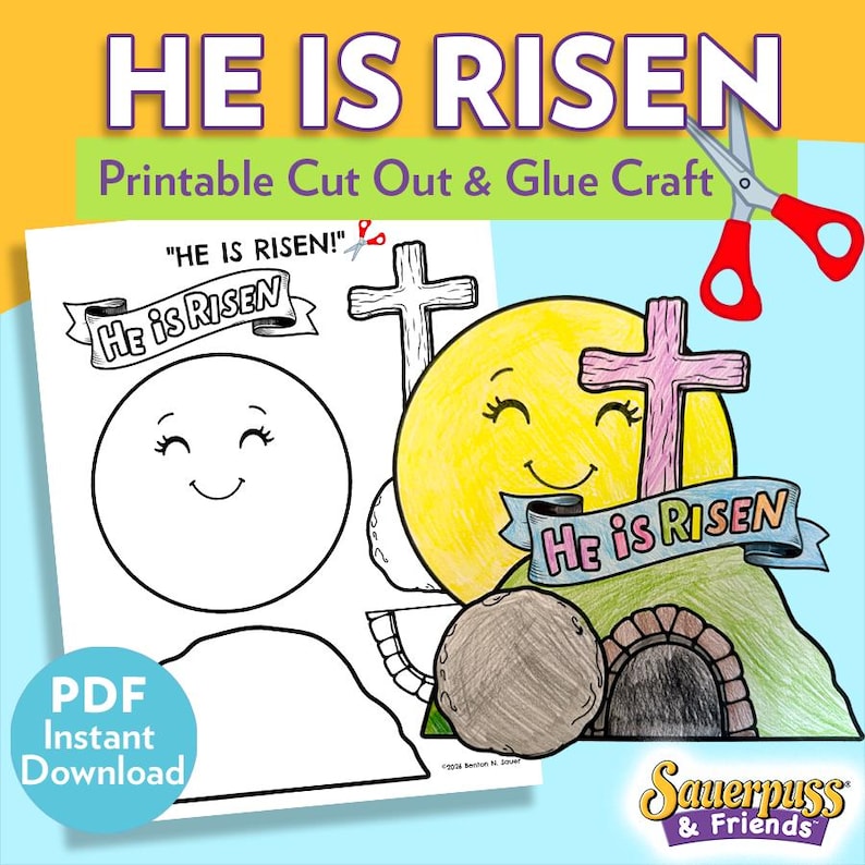 Easter Cut Paste Craft, Kids Christian Easter Crafts, Printable ...