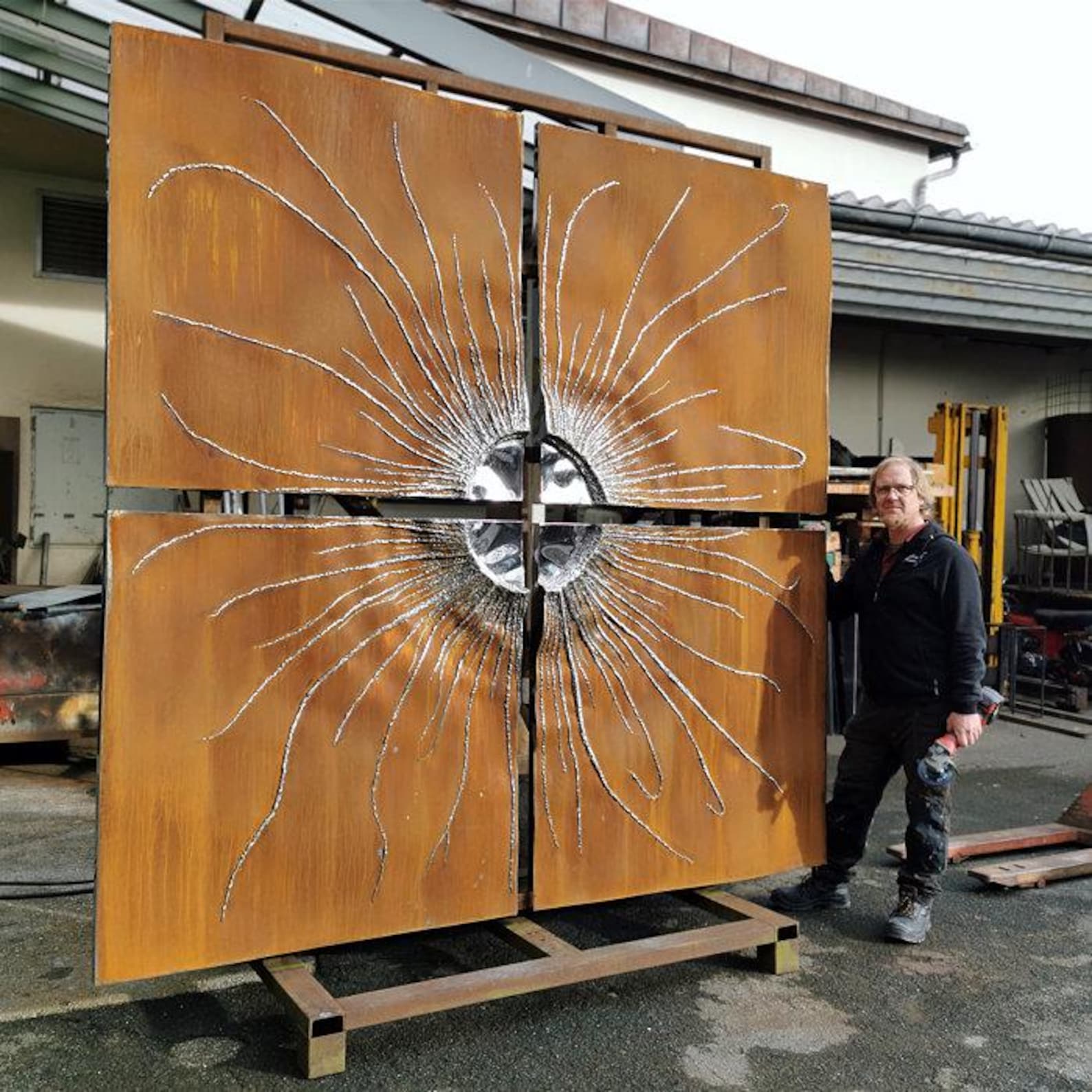 Rusted Corten Steel Wall Sculpture – Abstract Welded Art, Unique Large ...