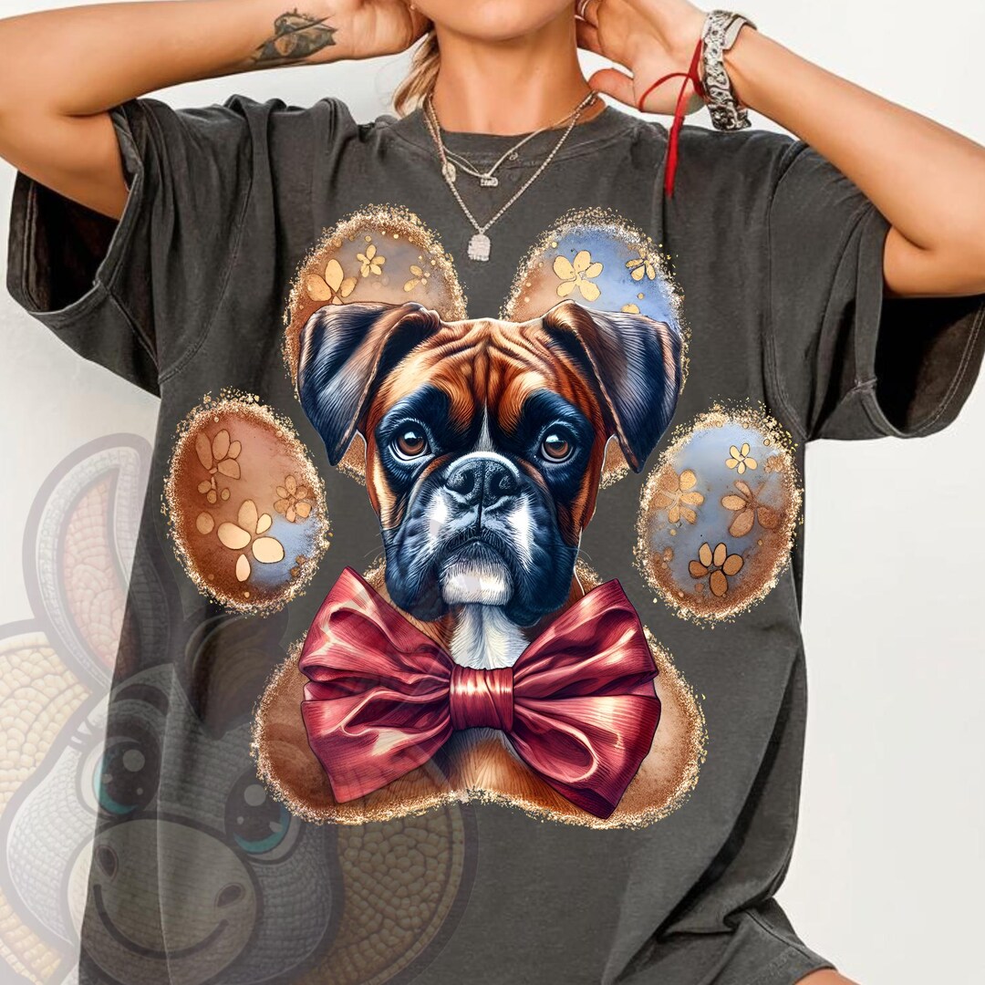Boxer Paw Print Bow Png, Watercolour Pawprint, Dog Lovers Image for ...