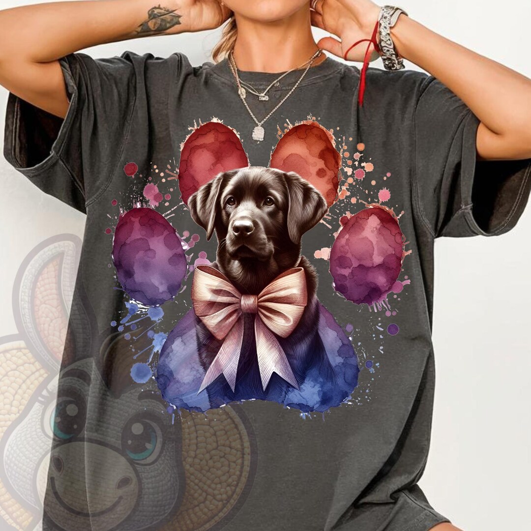 Black Labrador Paw Print Bow Png, Watercolour Pawprint, Dog Lovers ...