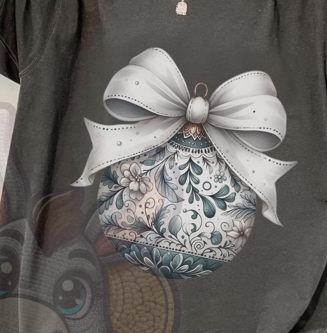White Christmas Bauble Bow Png, Christmas Bow Png, Instant File ...