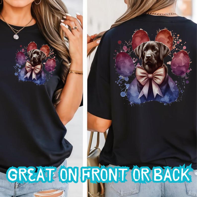 Black Labrador Paw Print Bow Png, Watercolour Pawprint, Dog Lovers ...