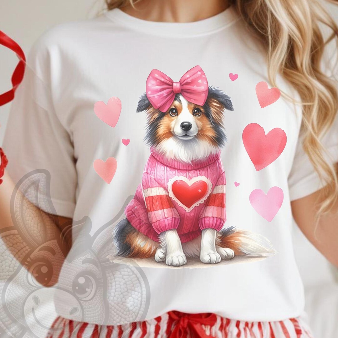 Border Collie Dog Valentine Png, Coquette Bow Valentines Day Png, Cute ...