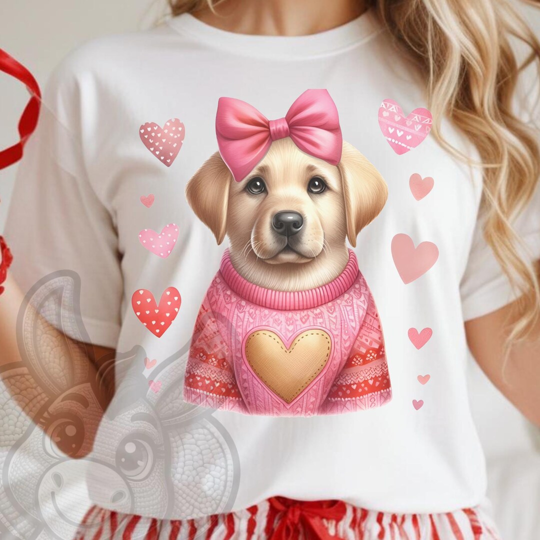 Yellow Labrador Valentine Png, Coquette Bow Valentines Day Png, Cute ...
