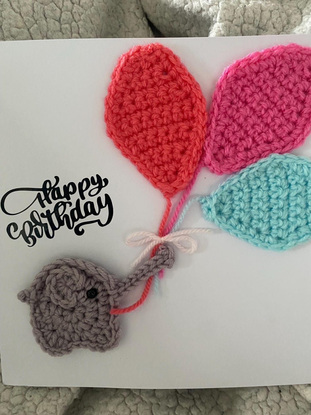 Handmade Birthday Card, Crocheted Greeting Card, Cards for Kids and ...