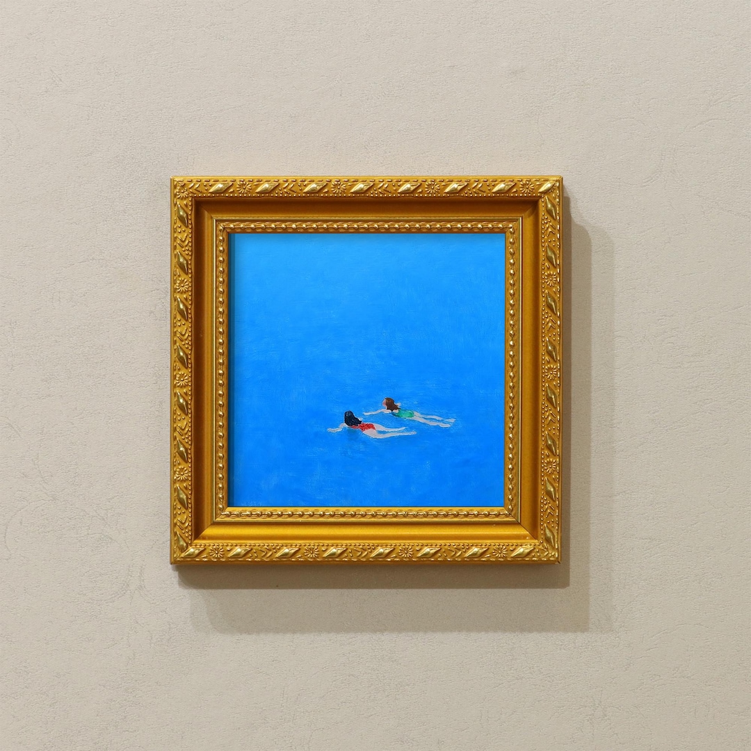 Small Framed Original Art, 5x5 Canvas Artwork, Gift for Friends, Gold ...