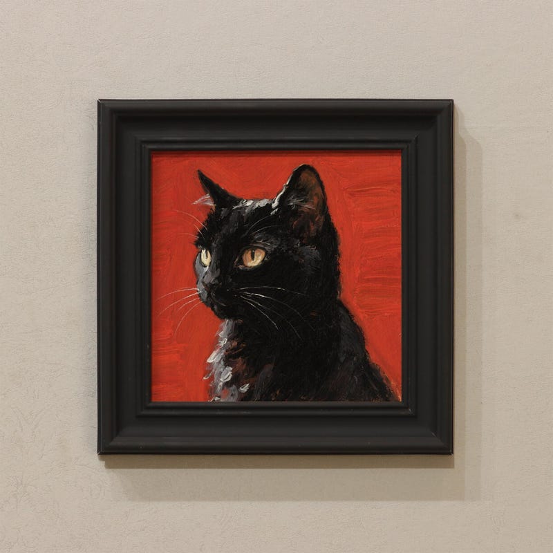 Small Black Cat Artwork - Etsy UK
