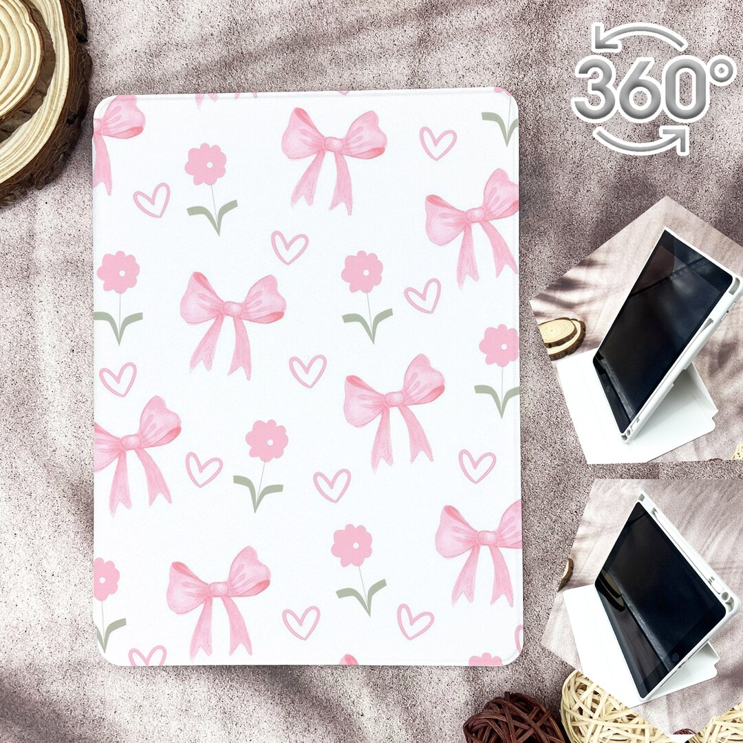 Pink Bow 360 Swivel iPad Case Cover for iPad 9.7 10.2 10.9 11 12.9,ipad ...