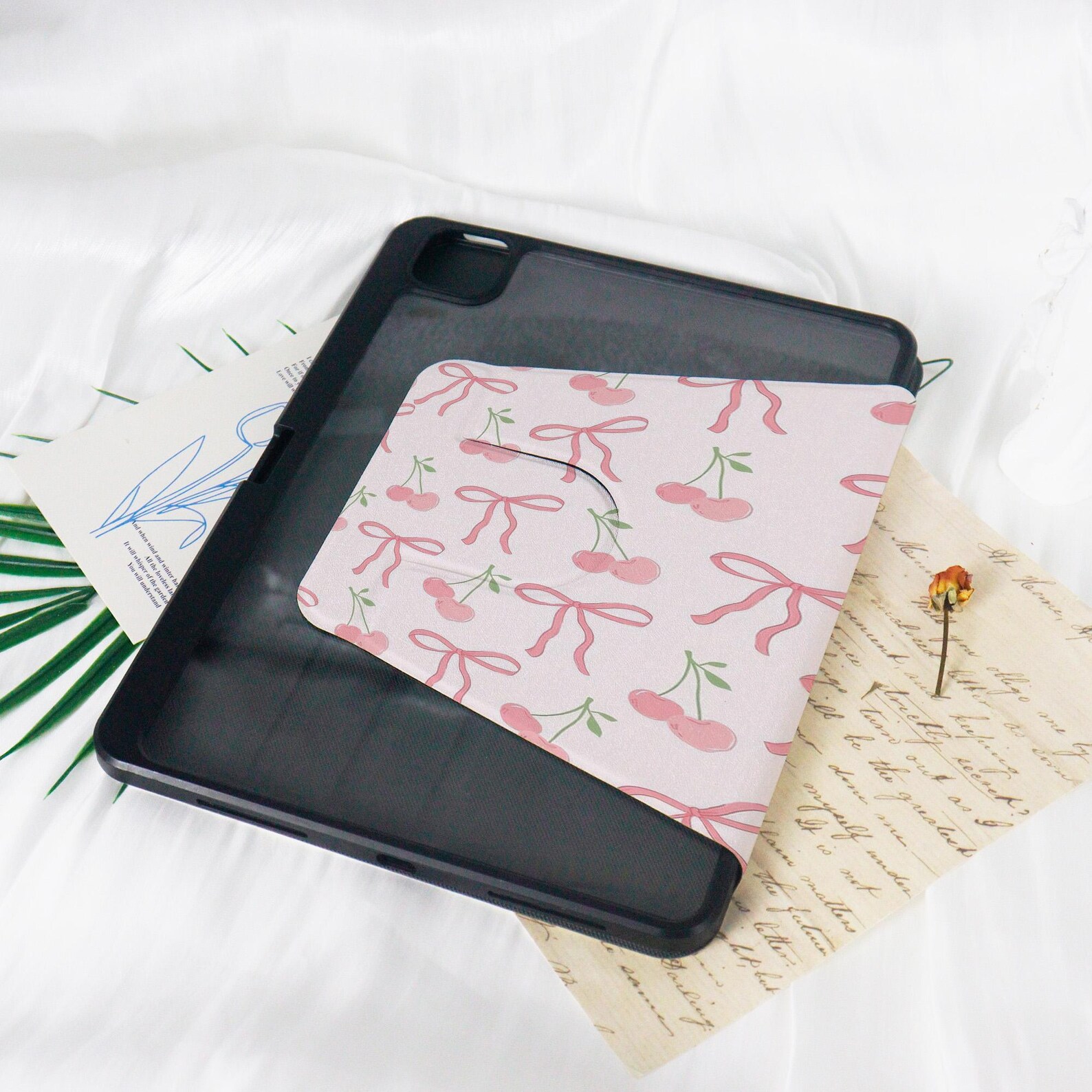 Pink Bow 360 Swivel iPad Case Cover for iPad 9.7" 10.2" 10.9" 11" 12.9 ...