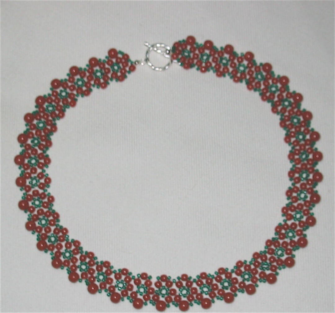 Meath Red Berry Glass Bead Necklace, Sterling Clasp - 17.5" - Etsy