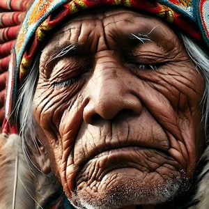 Native American Portrait,elderly Face,tribal Art,indigenous Culture ...