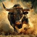 Charging Bull Print, Powerful Bull Artwork, Wild Bull Photography ...