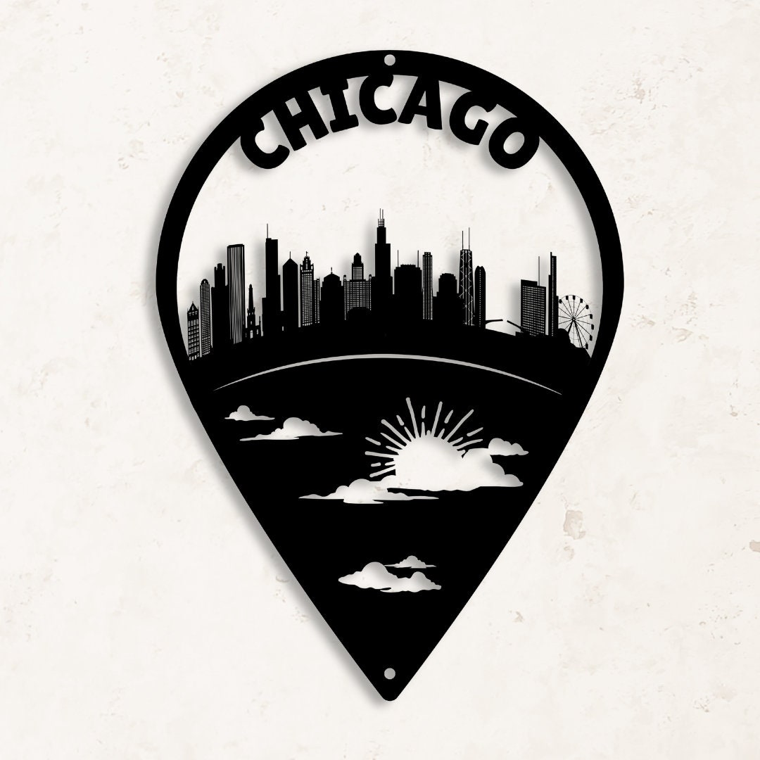 Chicago Wall Art, Chicago Skyline, Illinois Sign, Metal Chicago Art ...