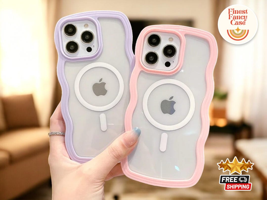 Wavy Lines Magnetic Case | Clear Shockproof Candy Cover | Transparent ...