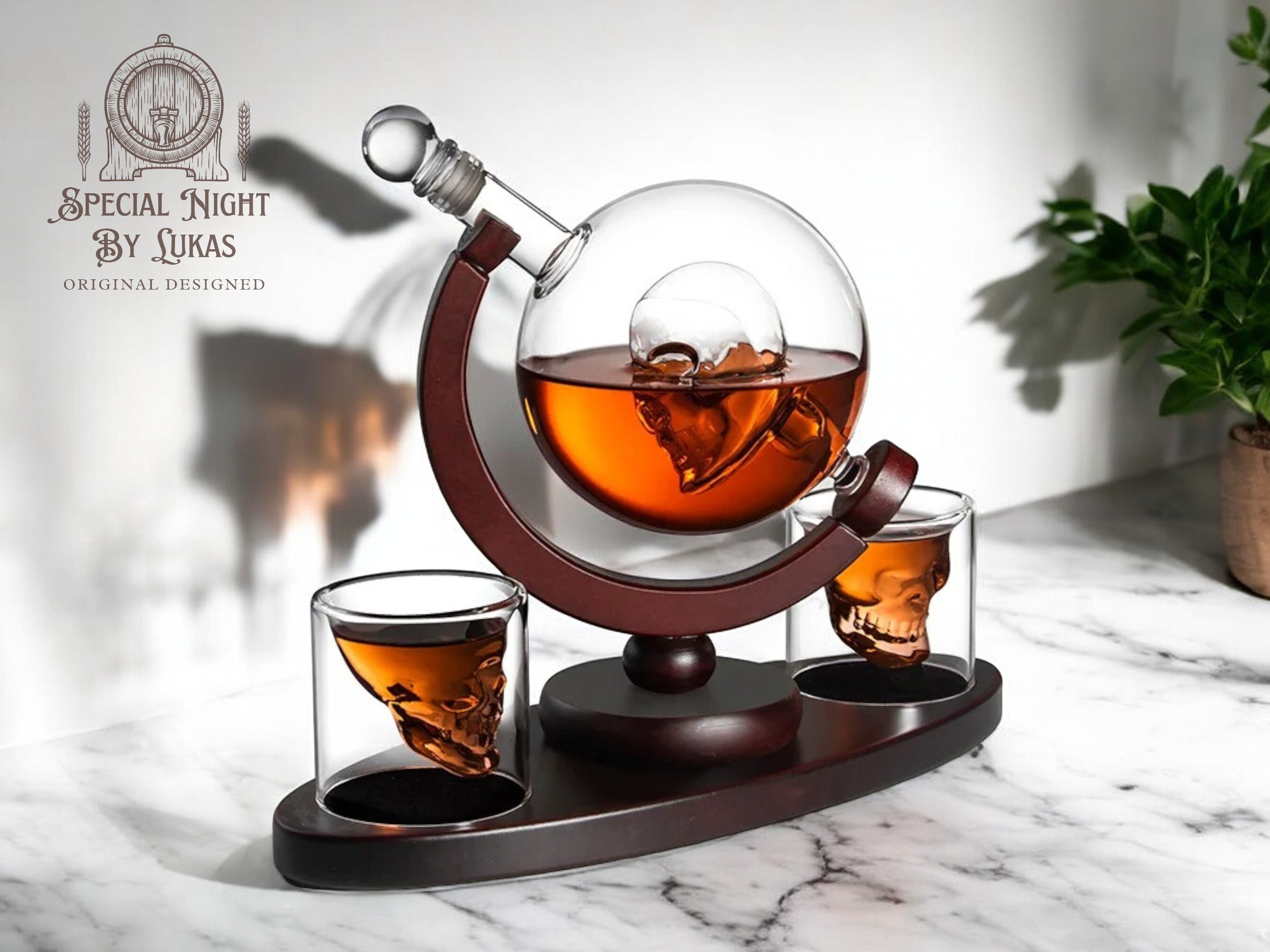Whiskey Decanter Skull Set, Glass Decanter, Bourbon Decanter Set ...