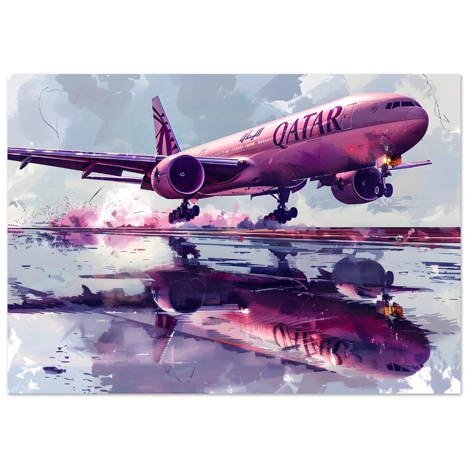 Qatar Airways Boeing 777 Inspired Poster – Iconic Aircraft Art ...
