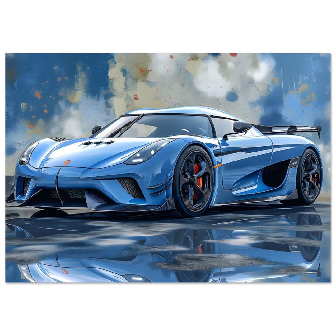 Blue Koenigsegg Regera Poster Luxury Hypercar Art Perfect for Him and ...