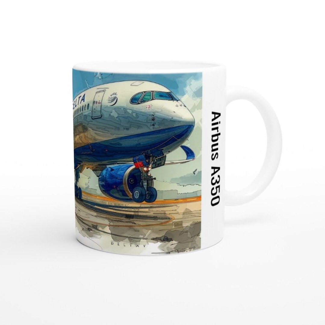 11oz Cartoon Delta Airlines A350 Inspired Mug – Perfect for Aviation ...