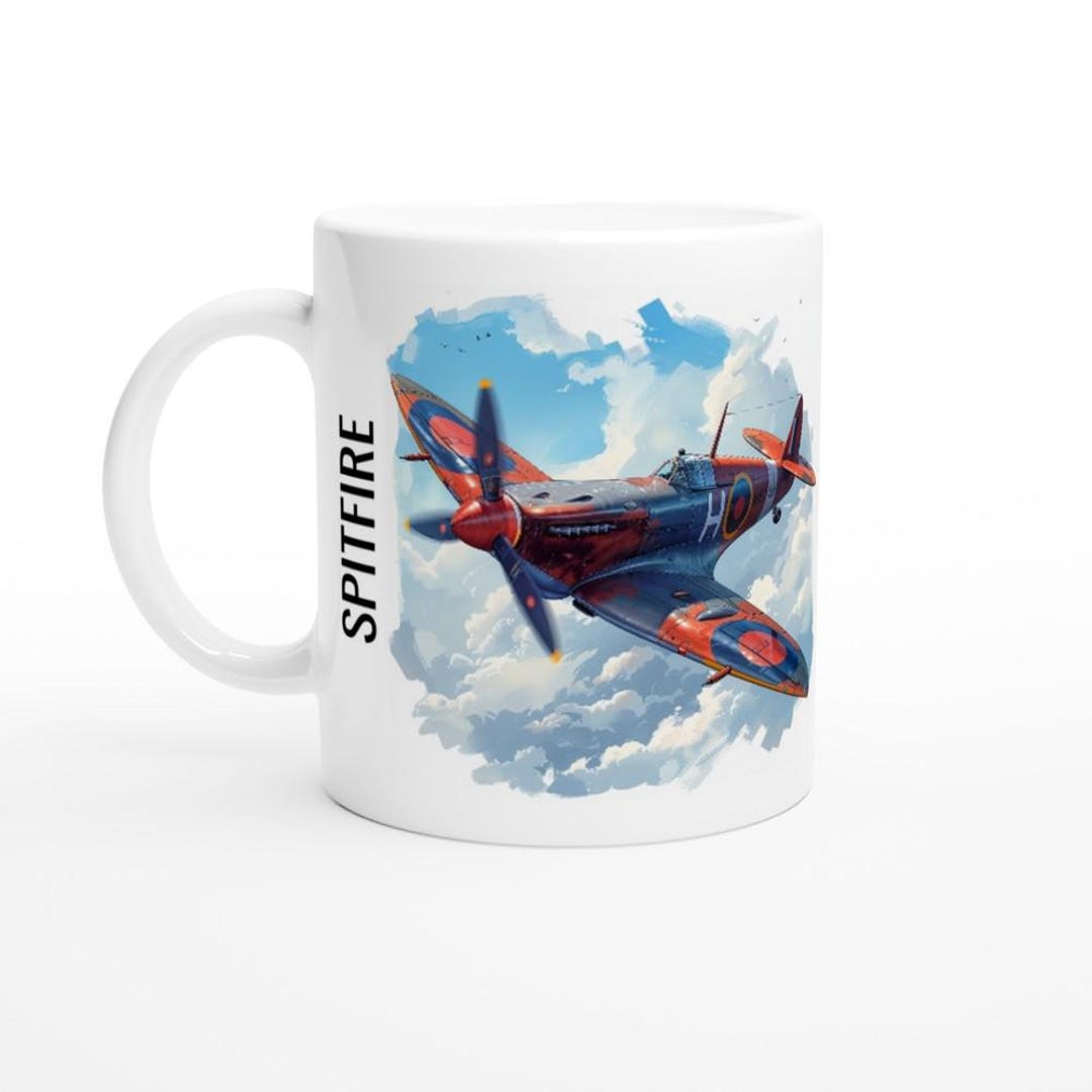 11oz Cartoon Supermarine Spitfire Inspired Mug – Perfect for Aviation ...