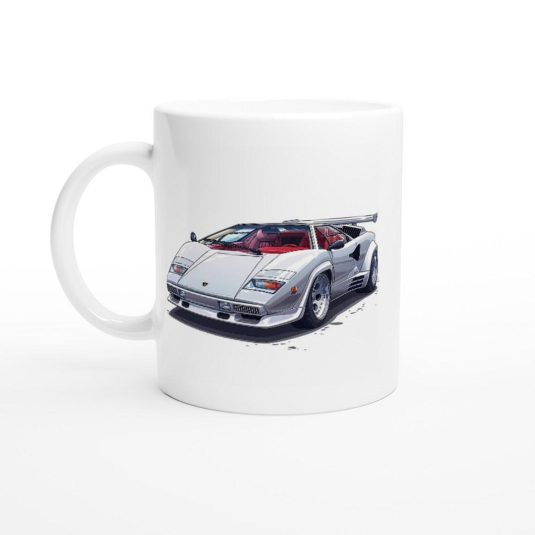 White Lamborghini Countach Inspired Mug Retro Car Gift, Classic Car ...