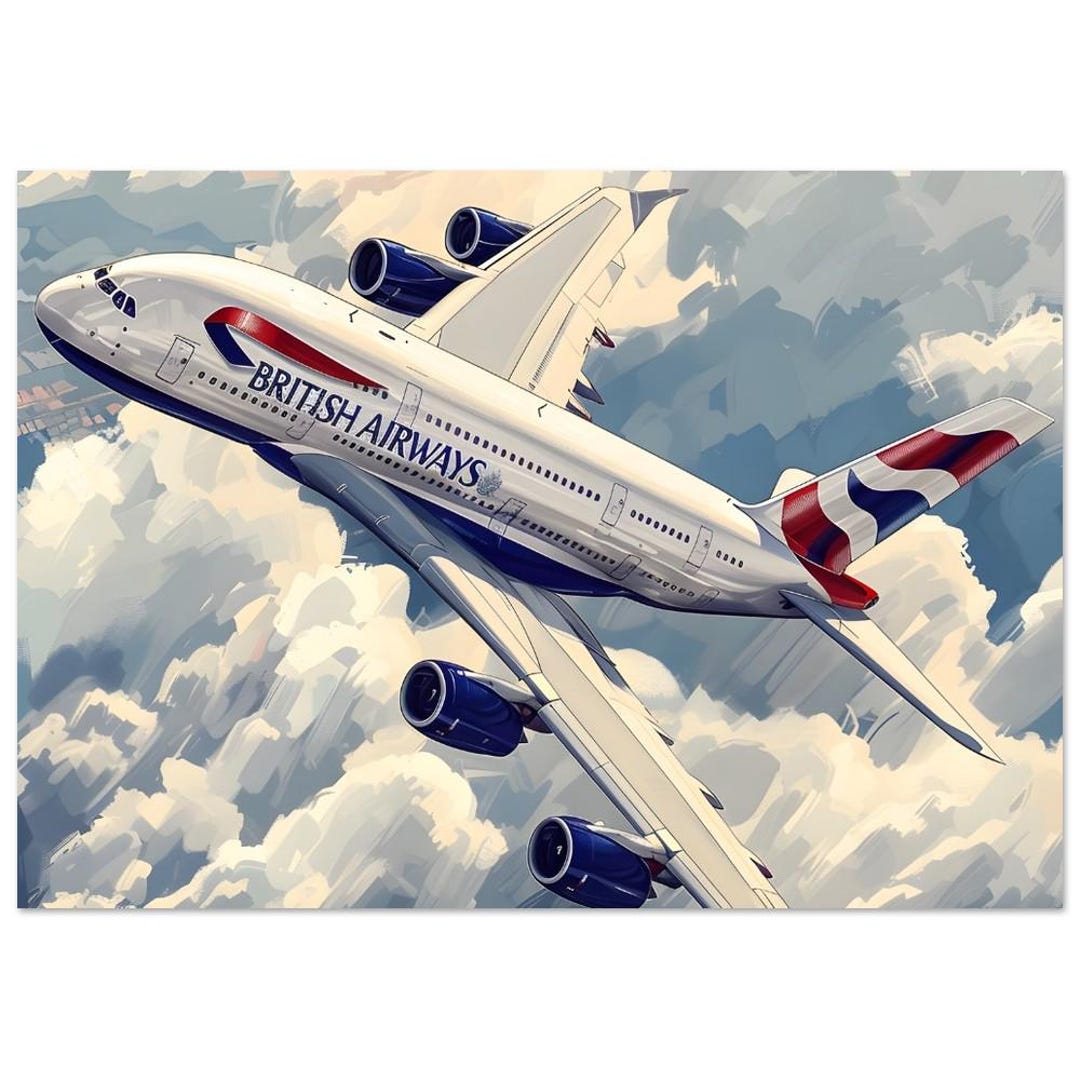 British Airways Airbus A380 Inspired Poster Iconic Aircraft Art Perfect ...
