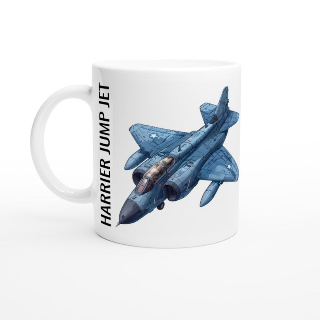 11oz Cartoon Harrier Jump Jet Inspired Mug – Perfect for Aviation ...
