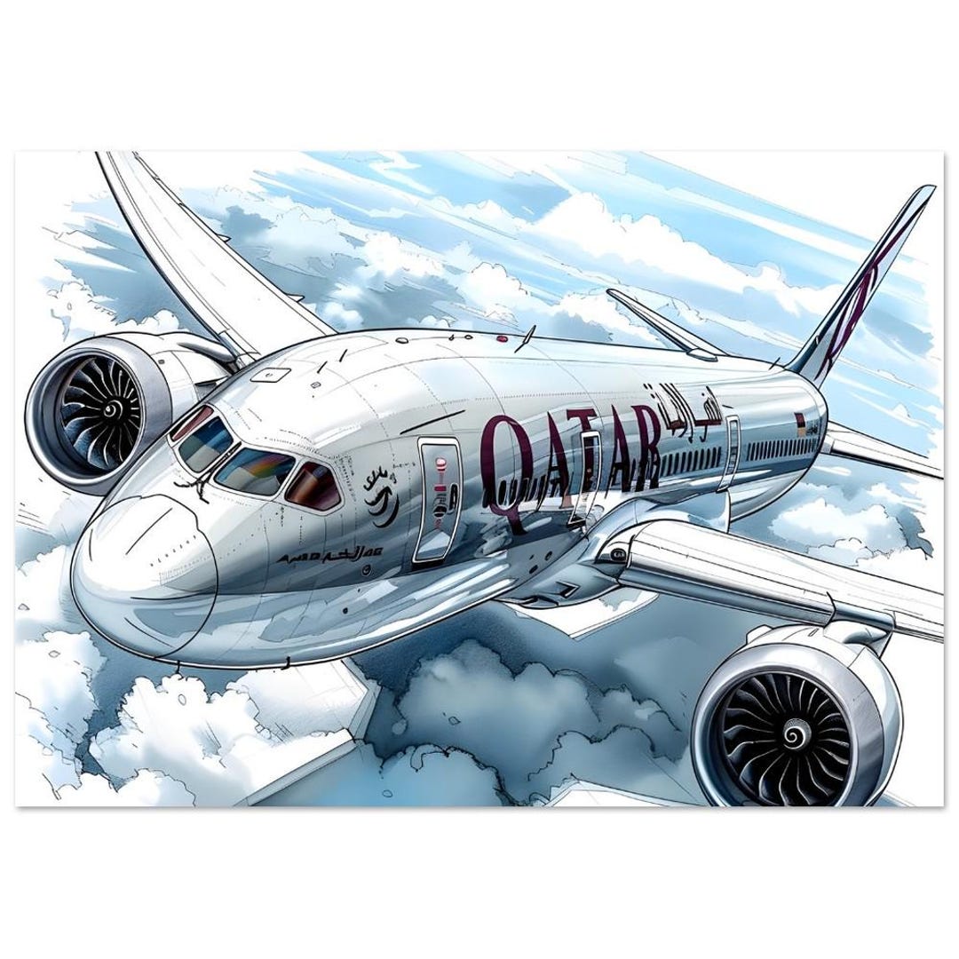 Qatar Airways Boeing 787 Dreamliner Inspired Poster – Aircraft Art ...