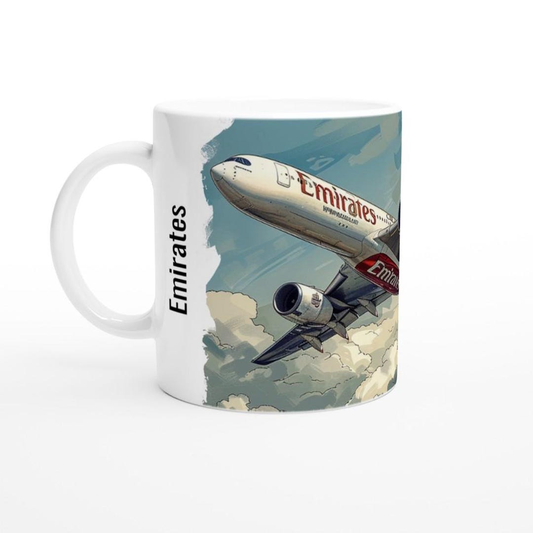 11oz Cartoon Emirates A350 Inspired Mug – Perfect for Aviation Lovers ...