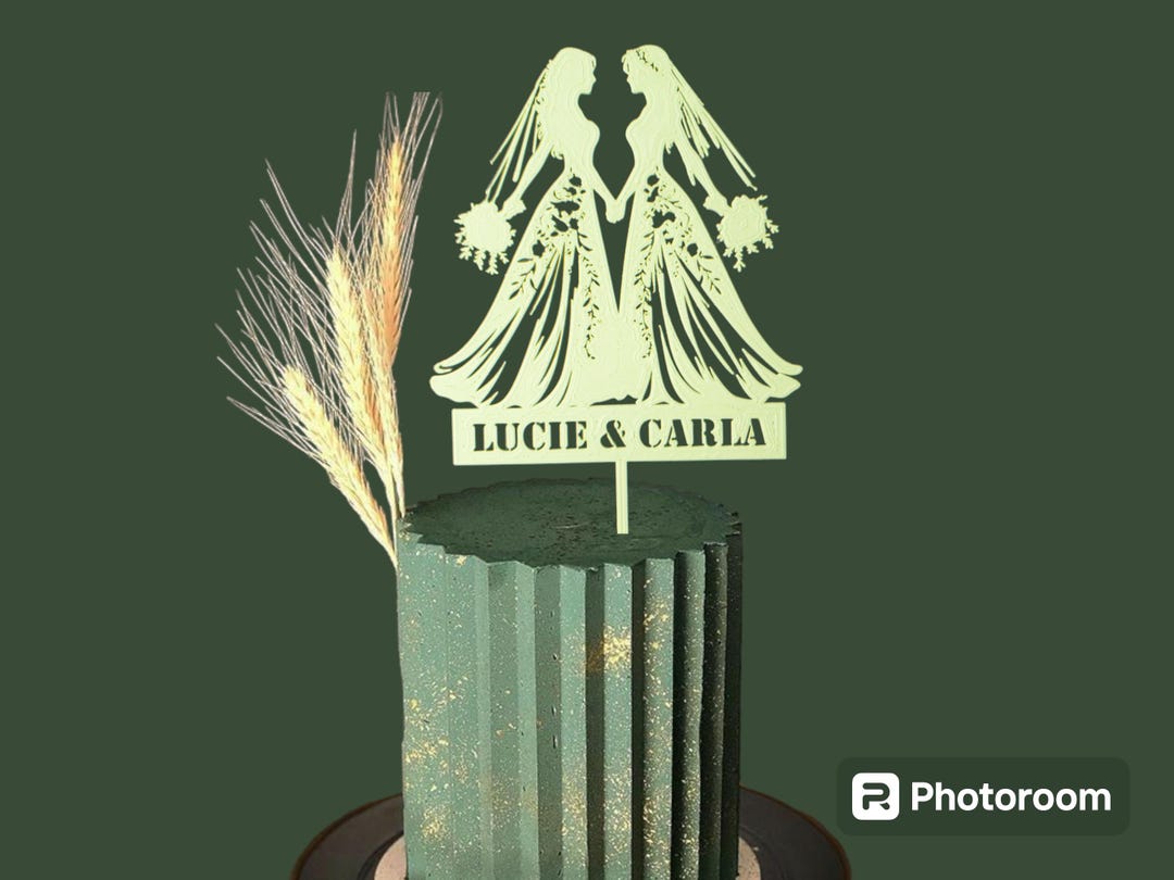 Unique Lesbian Wedding Cake Topper Romantic Two Brides Gift - Etsy