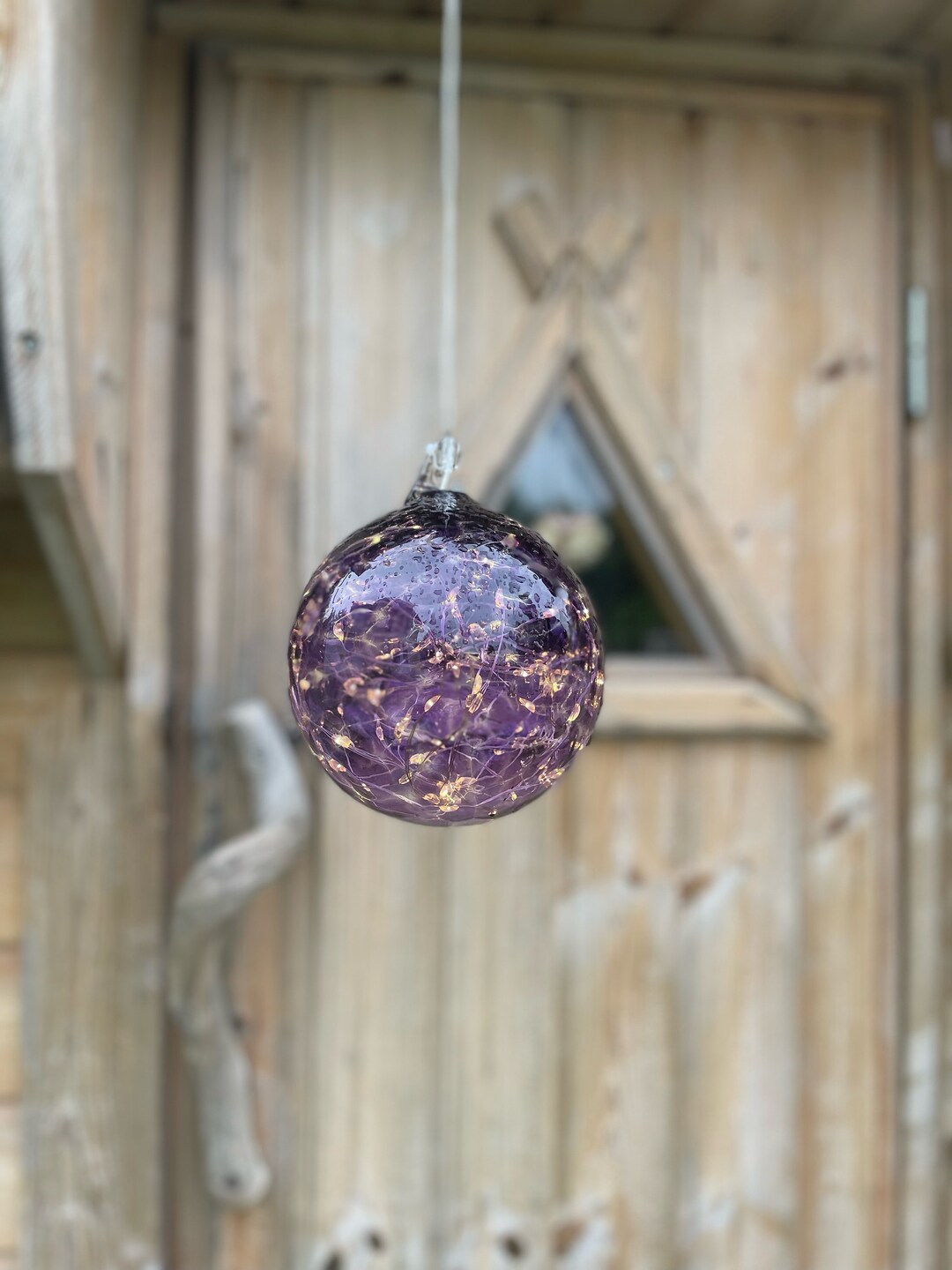Handblown Purple Glass Hanging Orb With Fairy Lights - Etsy