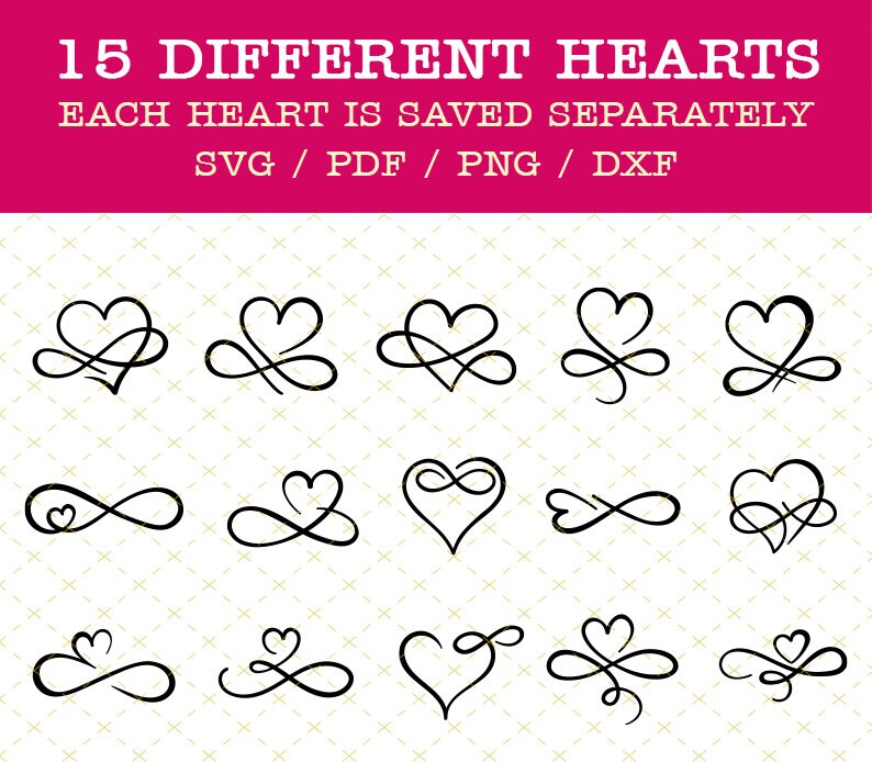 Heart SVG Bundle - Set of 15, Love and Valentine's Day Designs for ...