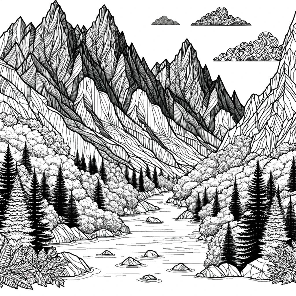 20 Unique Adult Coloring Pages of Nature, Mountains, Flowers, Clouds ...