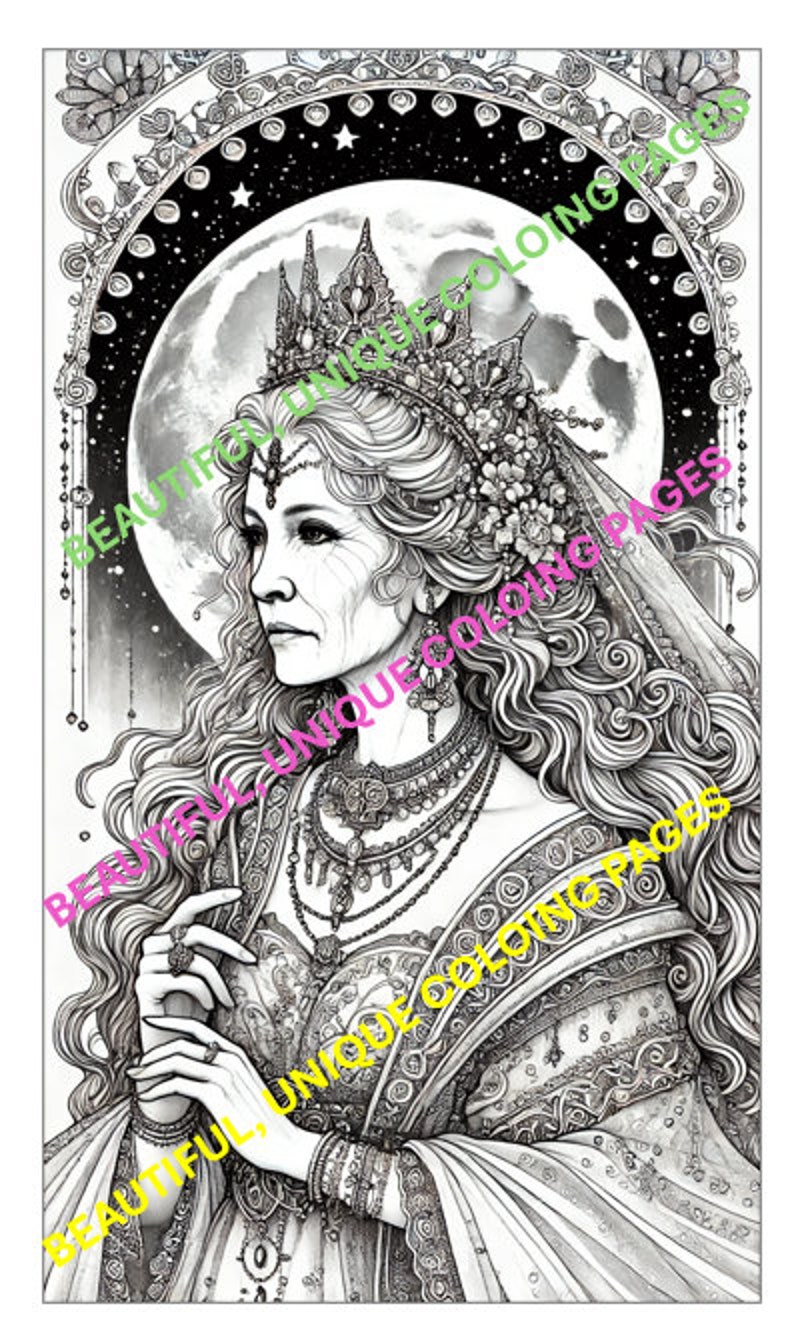 10 Printable Adult Coloring Pages of Incredible Magical Women, 10 ...